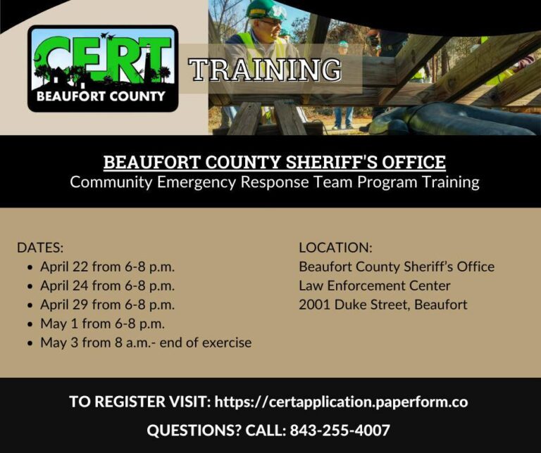 Community Emergency Response Team (CERT) Basic Training Program | Beaufort County Sheriff's Office